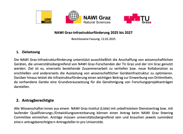 NAWI Graz Infrastrukturförderung 2025-2027 - NAWI Graz